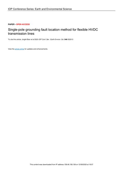 Pdf Single Pole Grounding Fault Location Method For Flexible Hvdc Transmission Lines