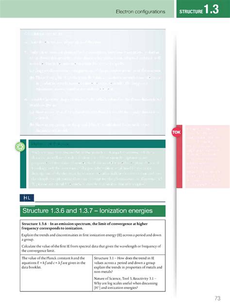 Hl Textbooku1s136 137 Hl Summary Of Unitatomic Structure Pdf