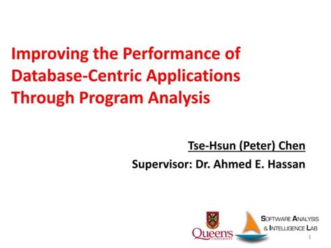 Improving The Performance Of Database Centric Applications Through Program Analysis Ppt