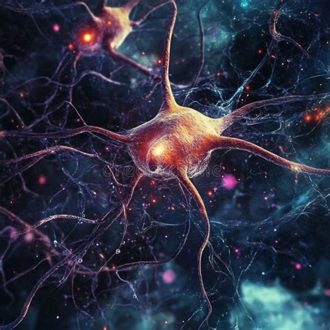 Intricate Neural Network Connections In A Cosmic Setting Stock Image