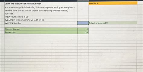 Solved Learn And Use RANDBETWEEN FunctionFeedBackYou Are Chegg