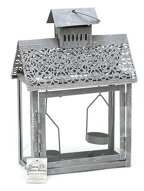 Ліхтарик на 2 свічки у формі будиночка 28см колір сірий — цена 719 грн в каталоге Статуэтки