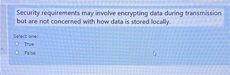 Solved Security Requirements May Involve Encrypting Data