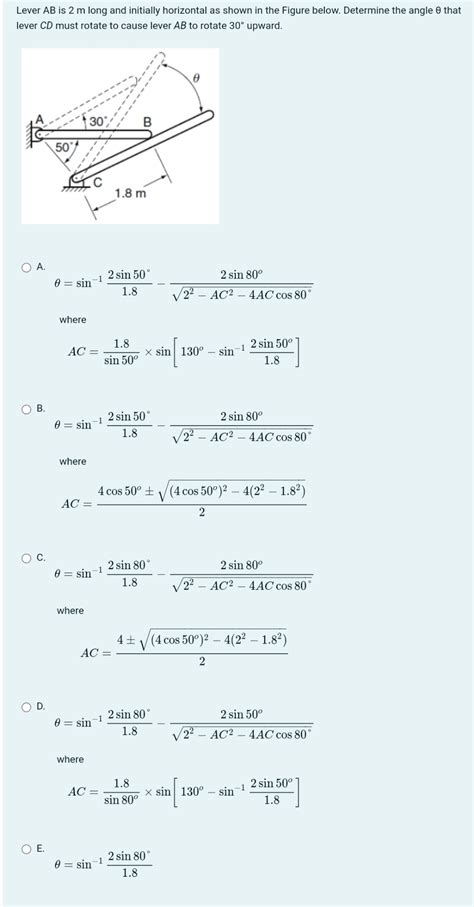 Solved Lever Ab ﻿is 2m ﻿long And Initially Horizontal As