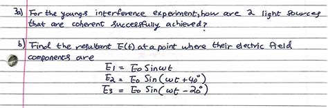 Solved 3a For The Youngs Interference Experiment How Are 2