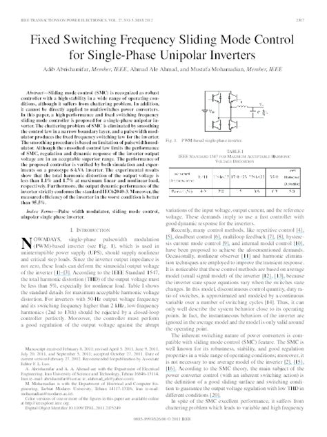 pdf fixed switching frequency sliding mode control for single phase