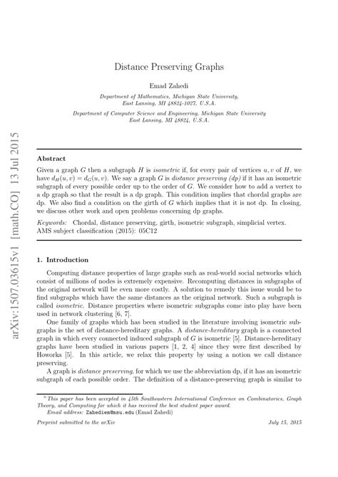 Pdf Distance Preserving Graphs