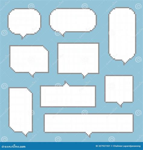 Collection Set Of Retro Game 8bit Pixel Speech Bubble Balloon Black And White Color Cartoon