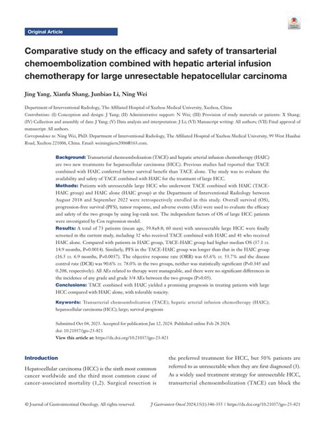 Pdf Comparative Study On The Efficacy And Safety Of Transarterial