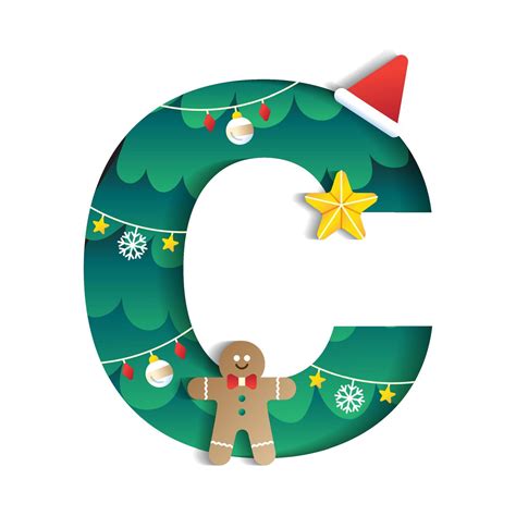 Letter C Alphabet Font Cute Merry Christmas Concept Gingerbread Man