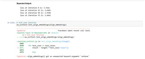 C W Task Typeerror Align Embeddings Got An Unexpected Keyword Argument Verbose Nlp