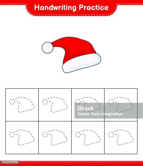 필기 연습 산타 모자의 라인을 추적 교육 어린이 게임 인쇄 워크 시트 벡터 일러스트레이션 0명에 대한 스톡 벡터 아트 및 기타
