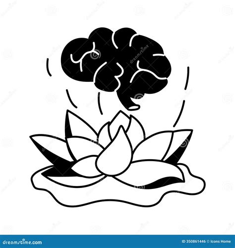 Lotus And Brain Showing Mindfulness And Managing Mental Stress Stock Illustration Illustration