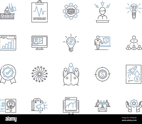 Digital Transformation Outline Icons Collection Digital