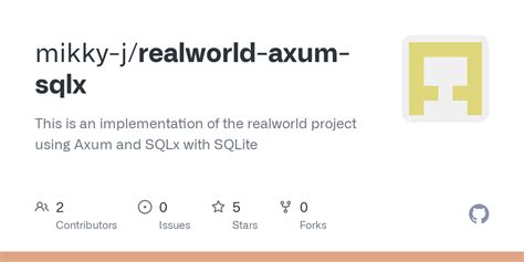 GitHub Mikky J Realworld Axum Sqlx This Is An Implementation Of The Realworld Project Using
