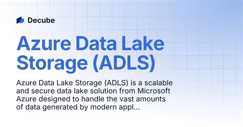 Azure Data Lake Storage Adls Decube