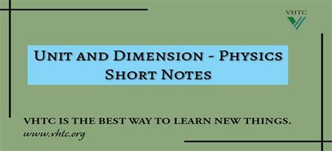 Unit And Dimension Physics Short Notes PDF