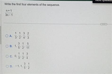 solved write the first four elements of the sequence