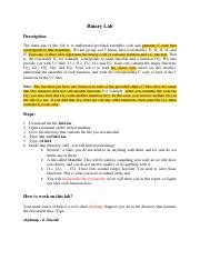 Lab Bin Lab Description Pdf Binary Lab Description The Main Aim Of This Lab Is To Understand