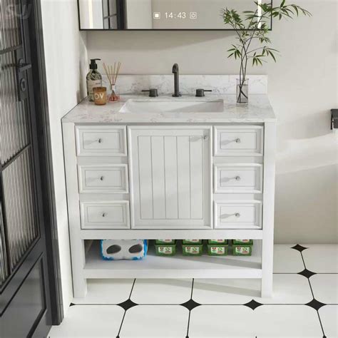 Highland Dunes Modern 37 Inch Bathroom Vanity With Artificial Marble