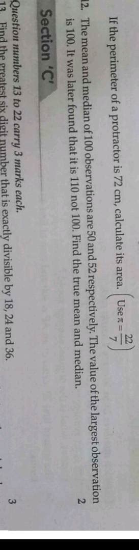 If The Perimeter Of A Protractor Is 72 Mathrm Cm Calculate