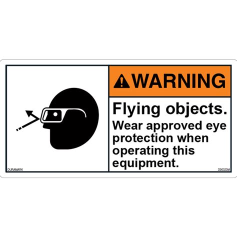 Ansi Safety Label Warning Flying Objects Ansi Safety Label Warning Flying Objects