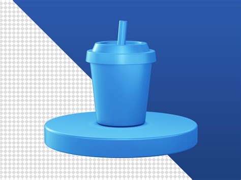 3d 만화는 Ui Ux 웹 모바일 앱 디자인을 위한 연단이 있는 광택 있는 컵 아이콘을 렌더링합니다 프리미엄 Psd 파일