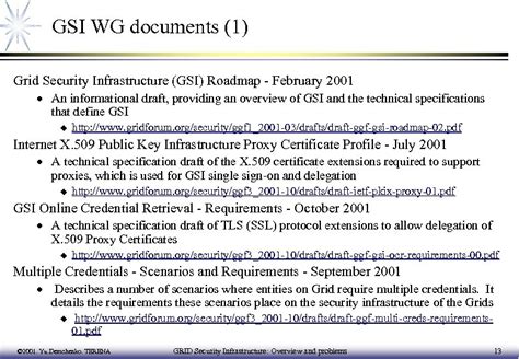 Grid Security Infrastructure Overview And Problems Pki Coord Meeting