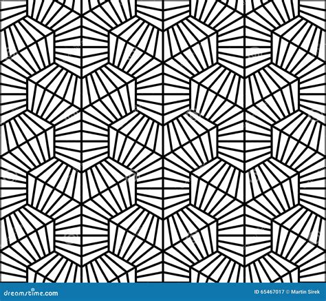 Vector Modern Seamless Geometry Pattern Hexagon Lines Black And White