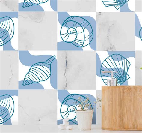 Adesivos Azulejos Padr Es De Conchas Tenstickers