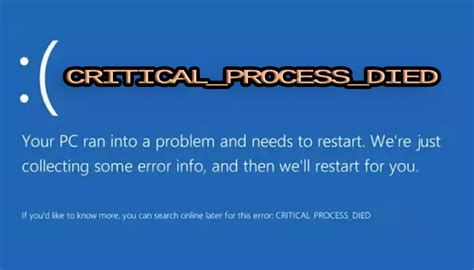 fix critical process died error on windows