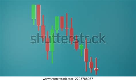 3d Render Candlestick Chart On Blue Green Stock Illustration 2208788037