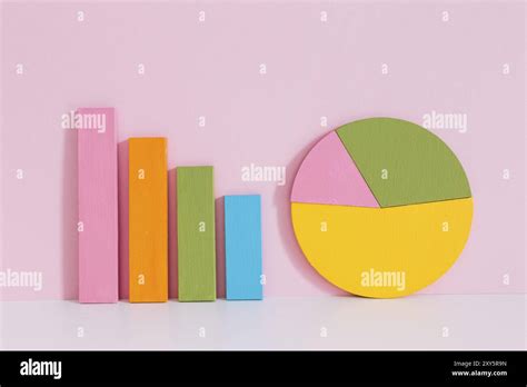 Colorful Bar Graph Pie Chart Desk Pink Background Beautiful Photo Stock Photo Alamy