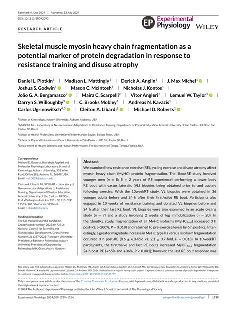 Pdf Skeletal Muscle Myosin Heavy Chain Fragmentation As A Potential