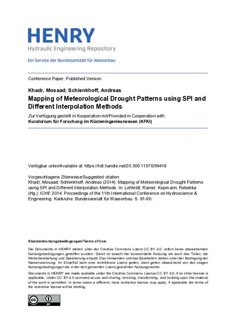 Pdf Mapping Of Meteorological Drought Patterns Using Spi And Different Interpolation Methods