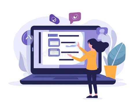Isometric Woman Working Laptop Email Communication Interface Design Software Stock Illustration