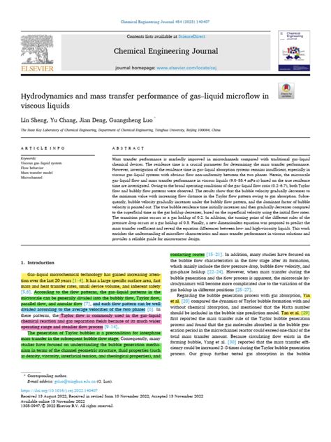 Hydrodynamics And Mass Transfer Performance Of Gas Liquid Microflow In Viscous Liquids