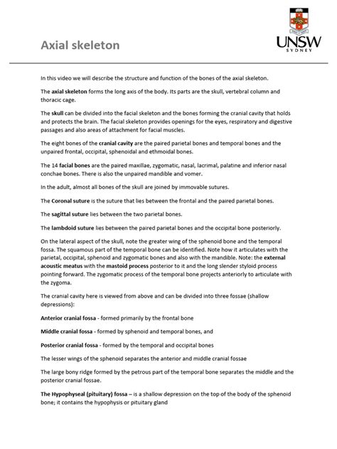axial skeleton transcript 1 download free pdf vertebra vertebral