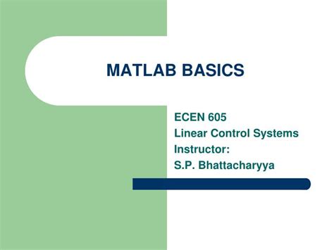 Ppt Matlab Basics Powerpoint Presentation Free Download Id4472899