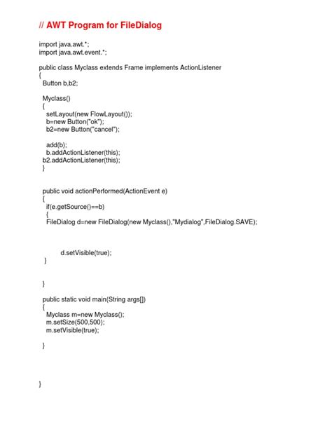Awt Program For Filedialog Pdf