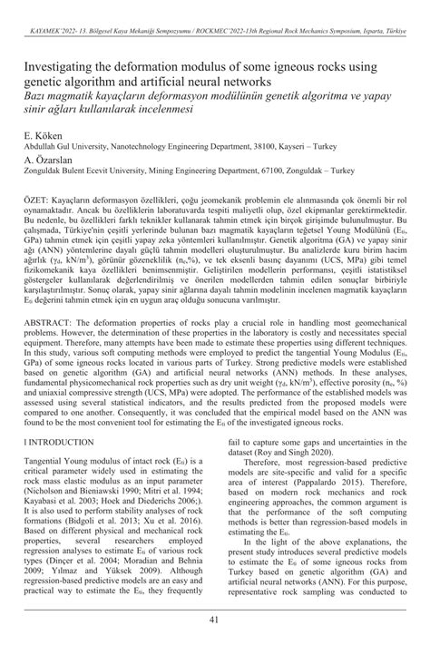 pdf investigating the deformation modulus of some igneous rocks using