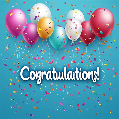 Colorful Balloons And Confetti For Congratulations Premium Ai
