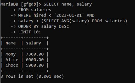 How To Select The Top 10 Rows From A Table In Mariadb Geeksforgeeks