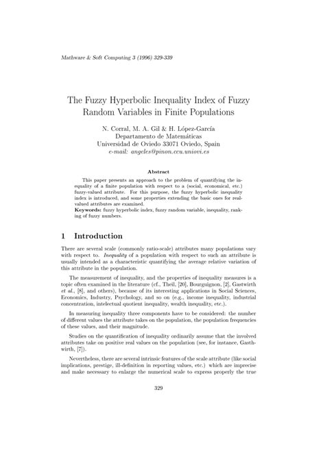 Pdf The Fuzzy Hyperbolic Inequality Index On Fuzzy Random Variables