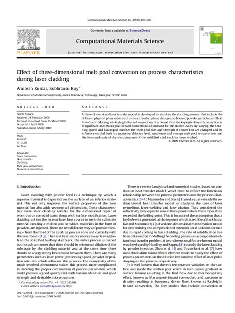 Pdf Effect Of Three Dimensional Melt Pool Convection On Process Characteristics During Laser