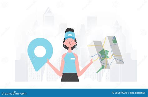 The Girl Is Holding A Map The Stylish Character Is Depicted To The