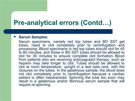 Pre Analytical Errors Ppt