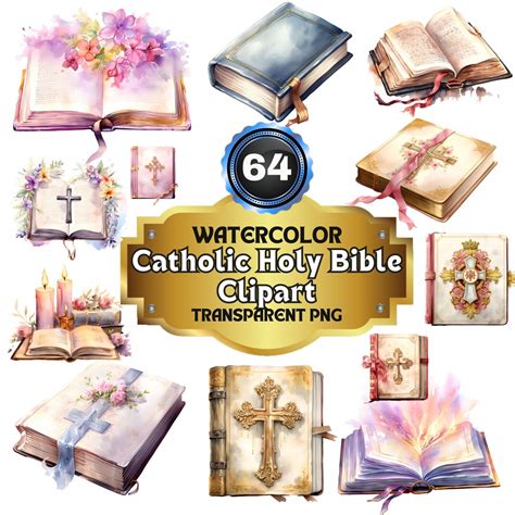 64 Watercolor Catholic Holy Bible Cliparts Sacred Scriptures