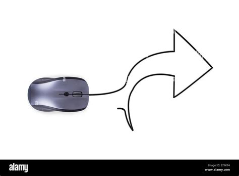 Mouse With Cable In Form Of Right Arrow Isolated On White Background Stock Photo Alamy