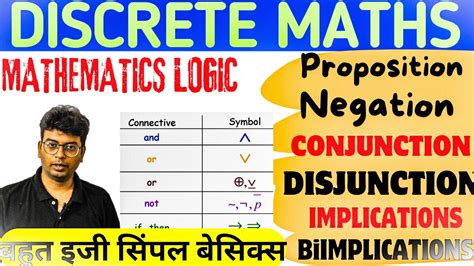 Discrete Maths Mathematical Logic Connectives Statement Proposition Conjunction Disjunction